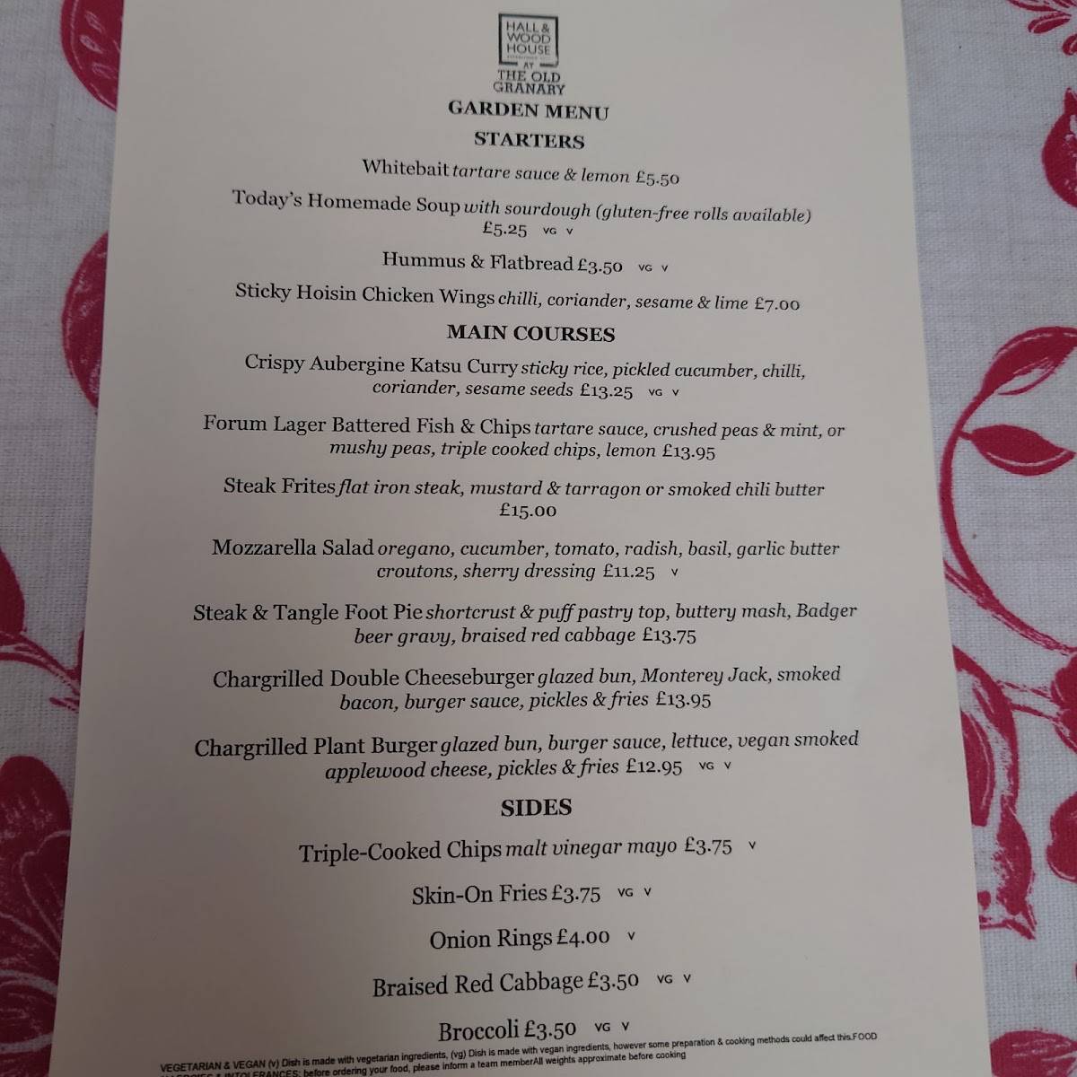 Menu at The Old Granary pub & bar, Wareham