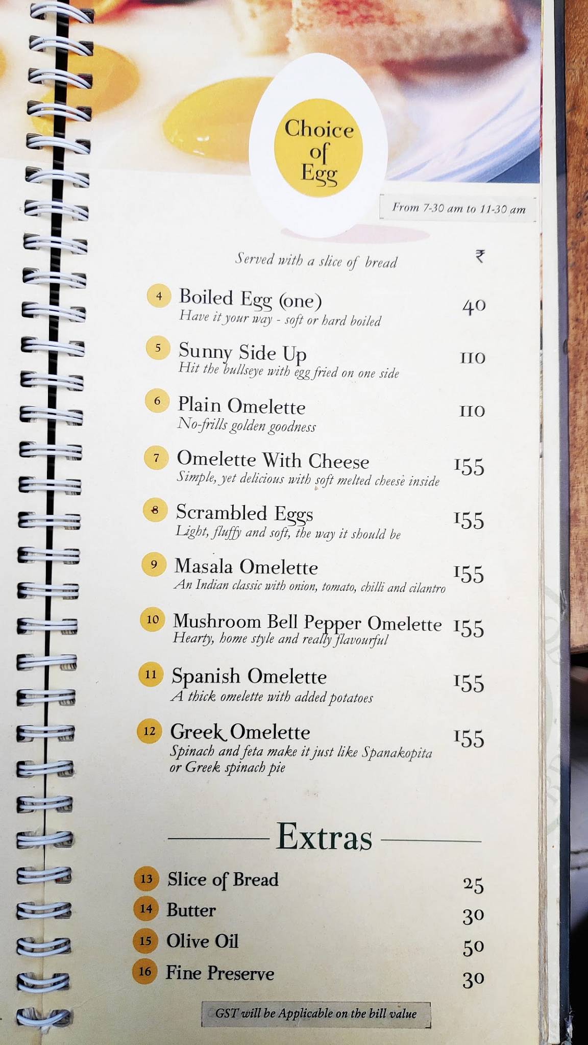 Menu at The Old House, Mysuru, 451