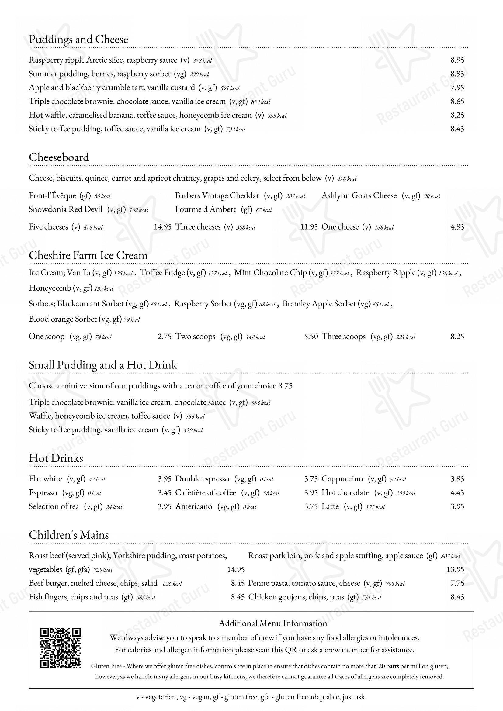 Menu at The Old Windmill pub & bar, Chelmsford