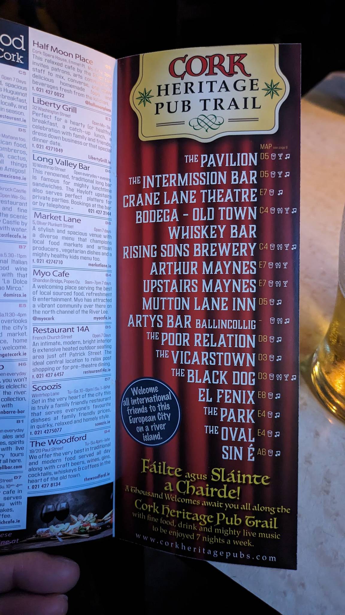 Menu at The Oval pub & bar, Cork