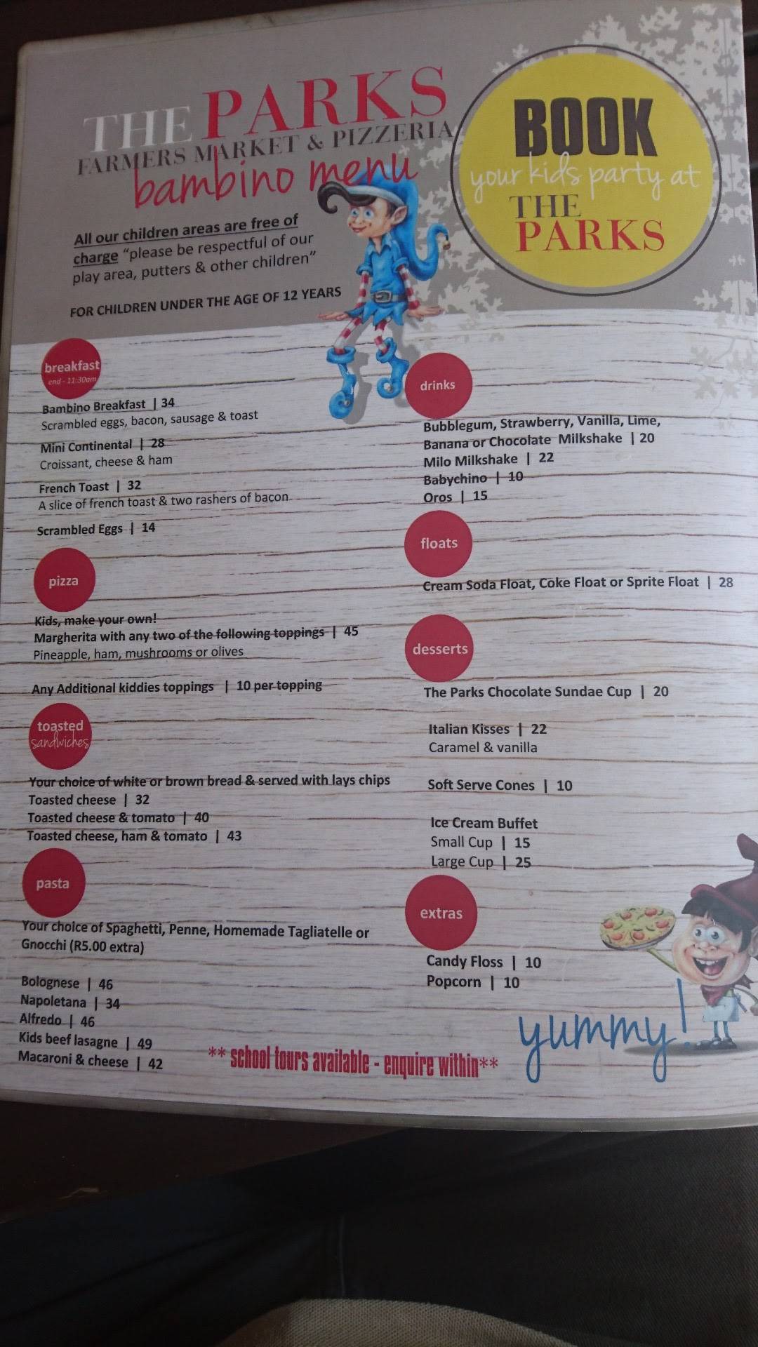 Menu at The Parks Fresh Produce & Pizzeria, Benoni