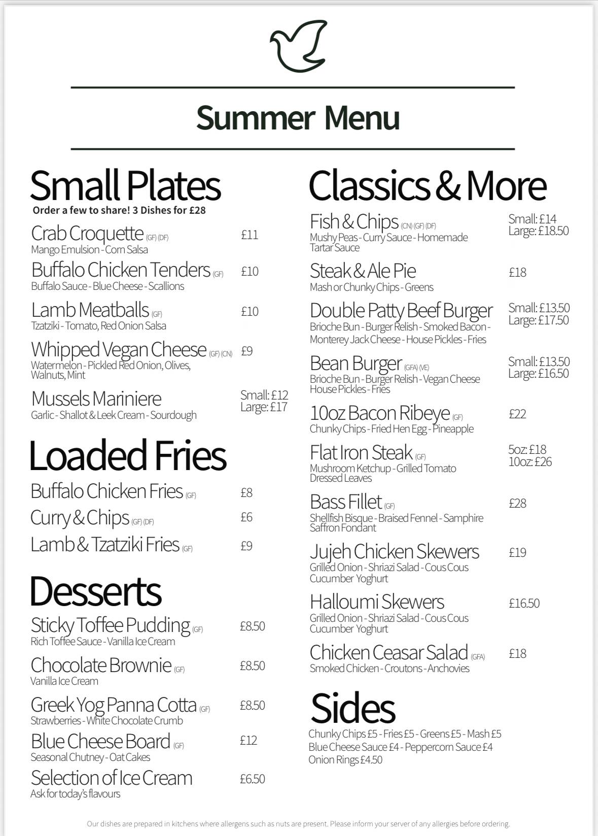 Menu at The Pax Inn - Thorp Arch Village pub & bar, Wetherby