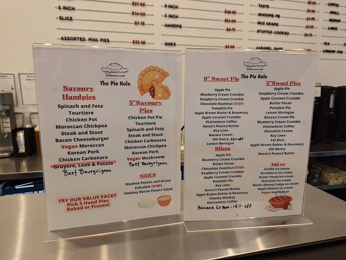 Menu at The Pie Hole desserts, Langley Township