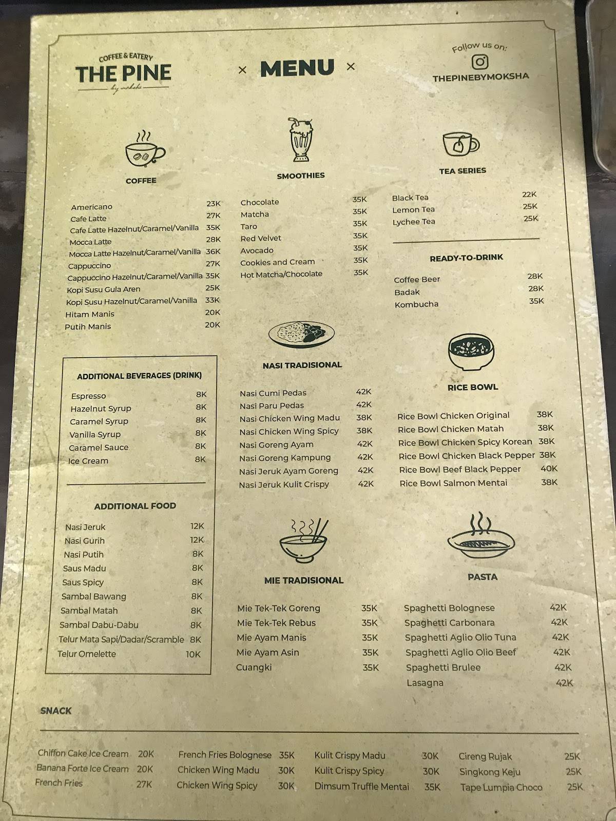 Menu at The Pine By Moksha restaurant, Depok