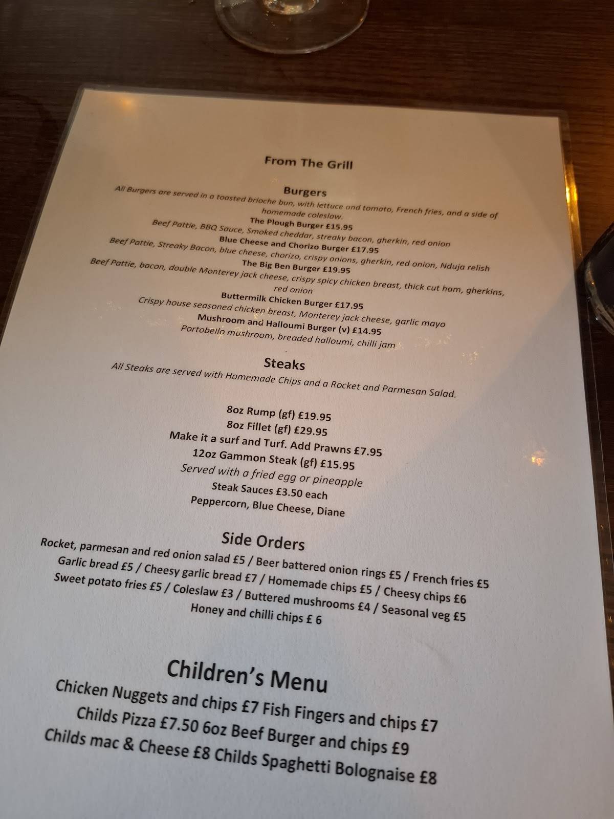 Menu at The Plough, Huddlesford pub & bar, Lichfield