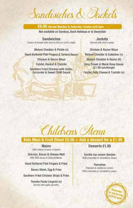 Menu at The Racehorse pub & bar, Warwick