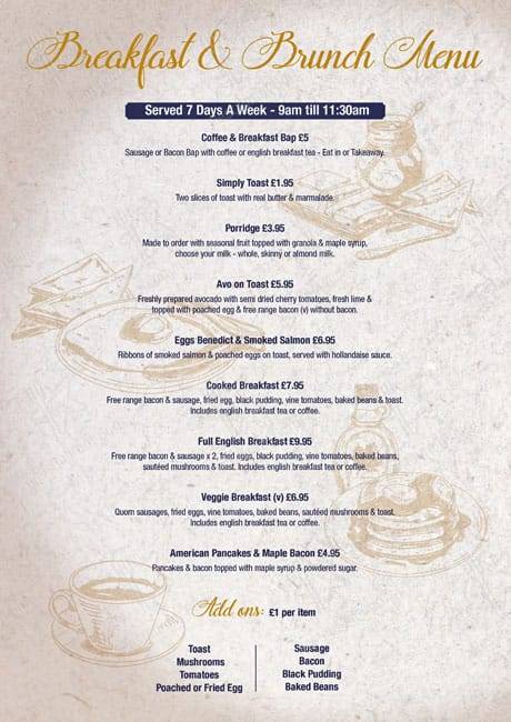 Menu at The Racehorse pub & bar, Warwick