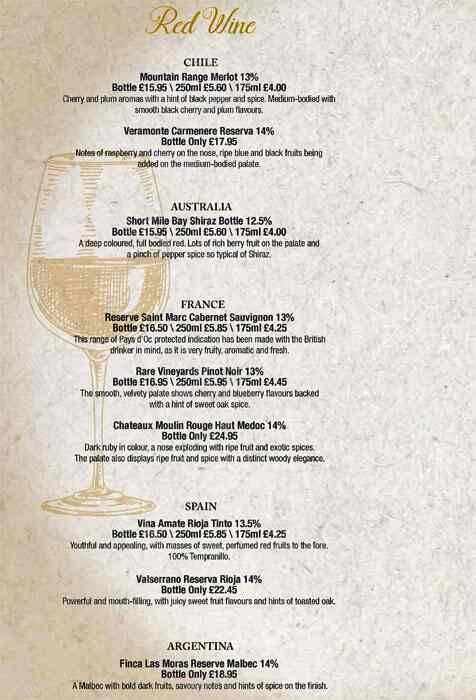 Menu at The Racehorse pub & bar, Warwick