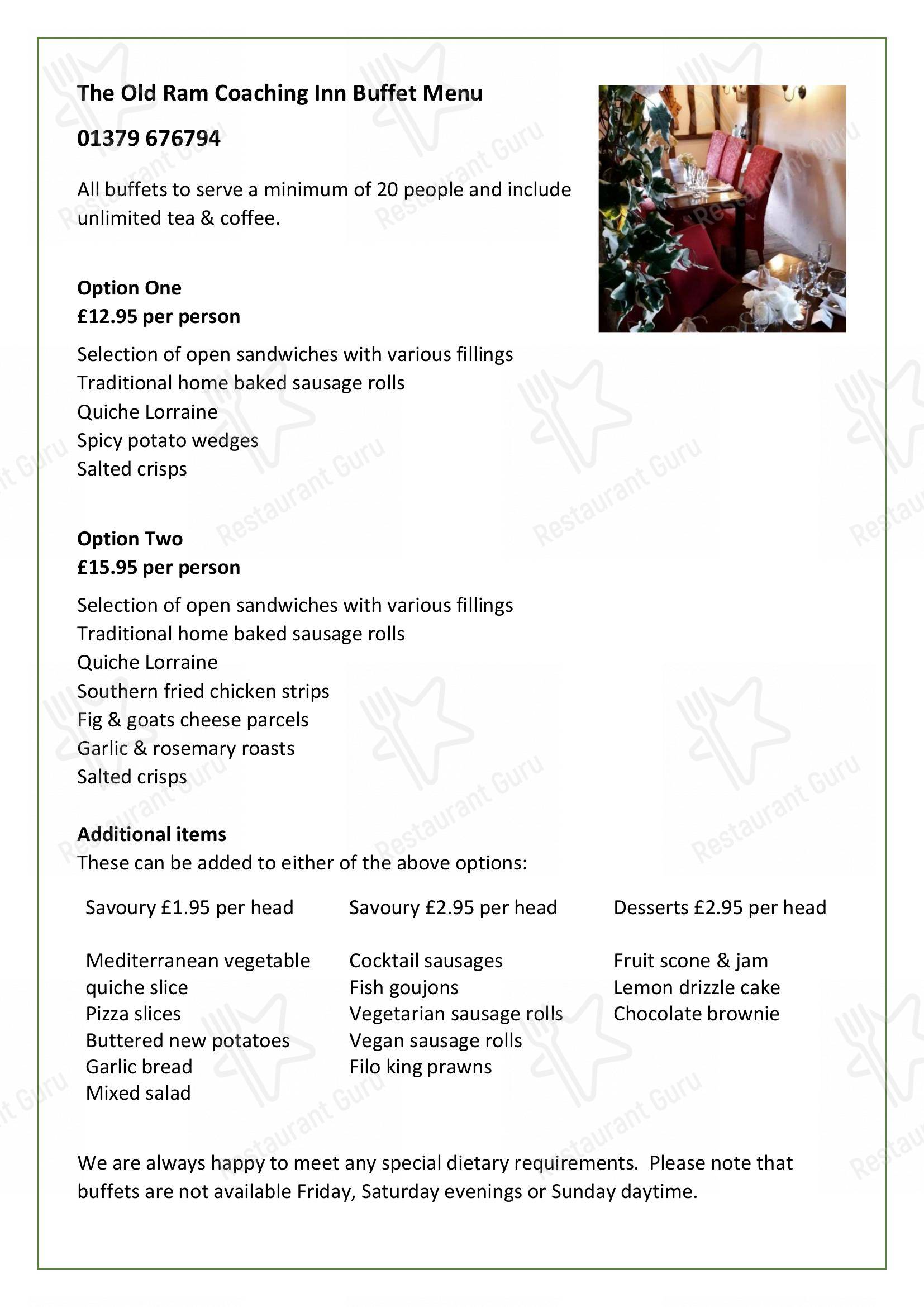 Menu at The Ram at Tivetshall pub & bar, Tivetshall St. Mary, Ipswich Rd