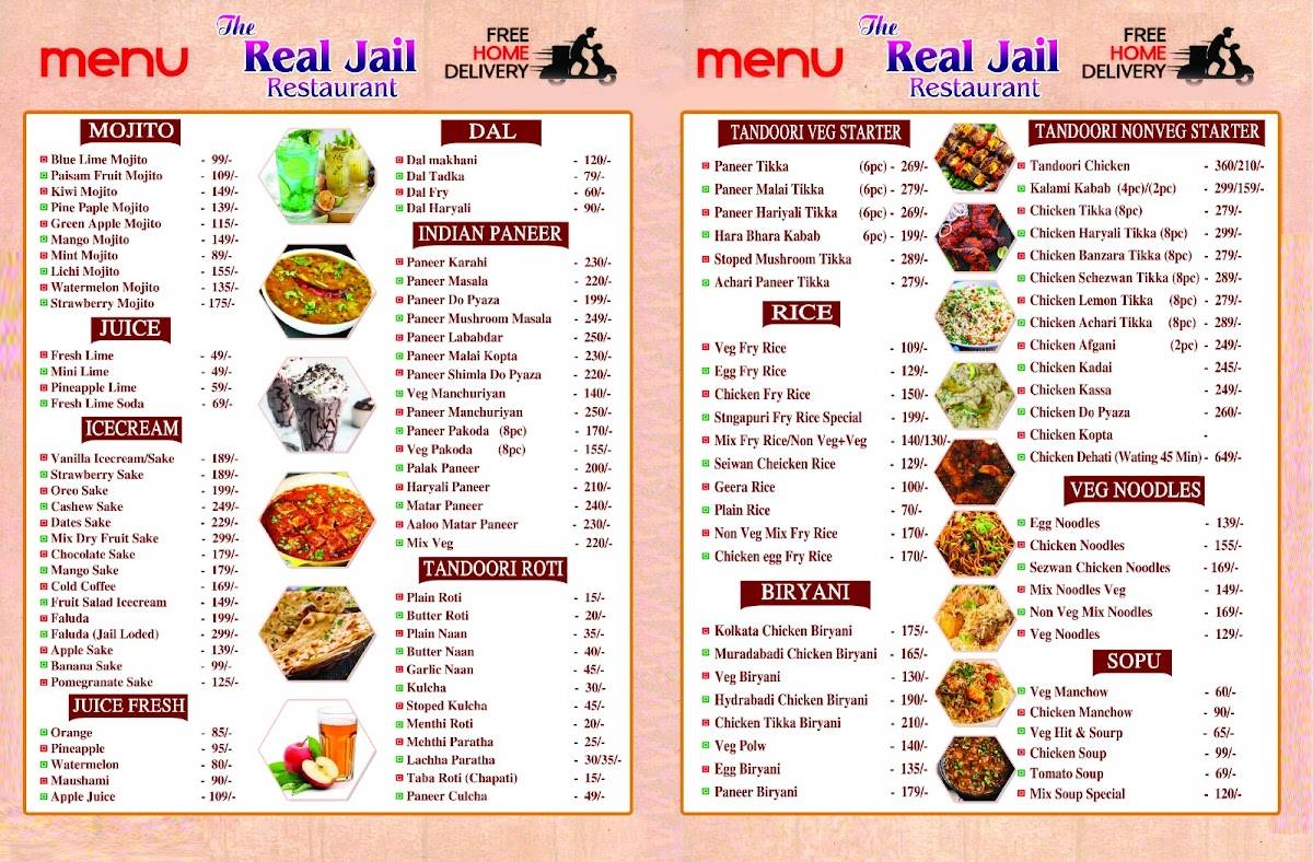 Menu at The Real Jail Restaurant, Sheikhpura