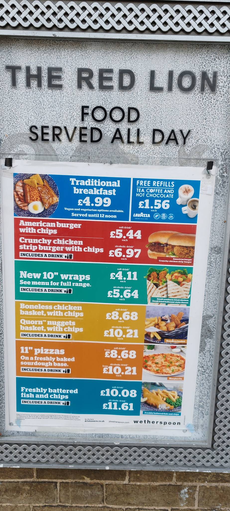Menu at The Red Lion - JD Wetherspoon pub & bar, Thetford