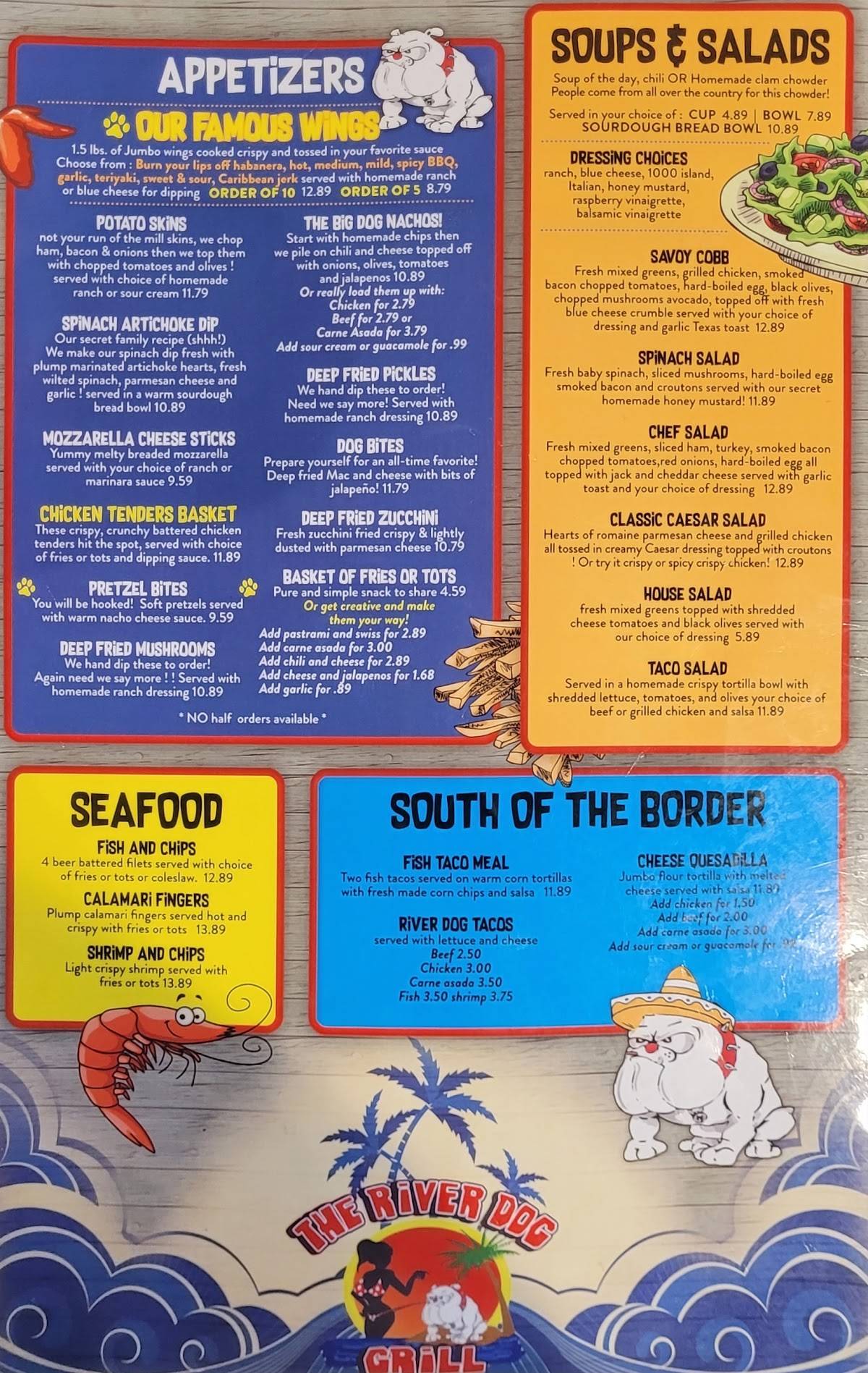 Menu at The River Dog Grill pub & bar, Bullhead City, AZ-95