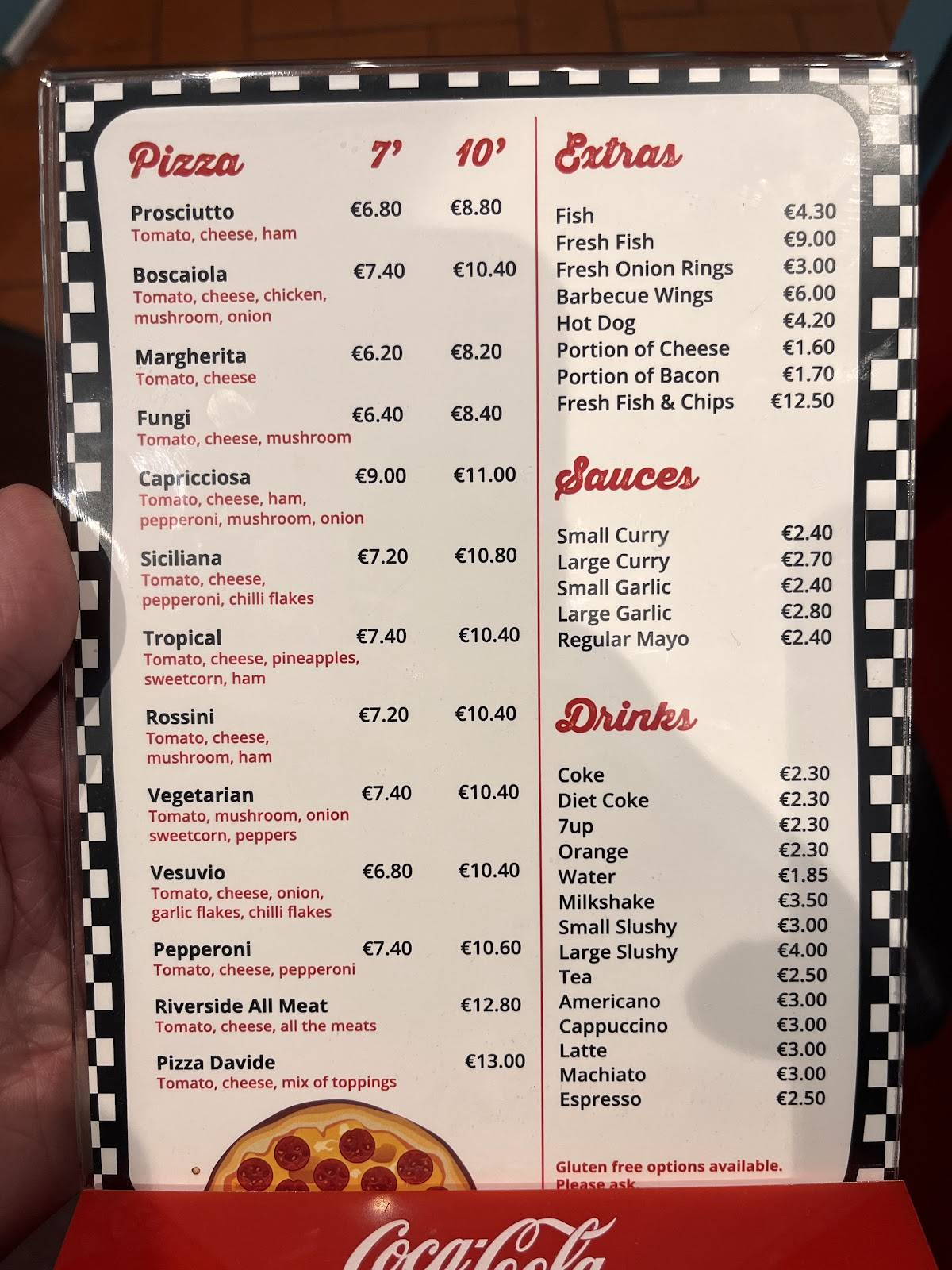 Menu at The Riverside Diner restaurant, Mallow
