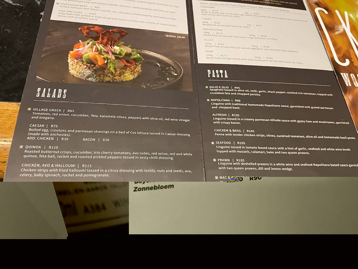 Menu at The Rock Kyalami restaurant, Midrand