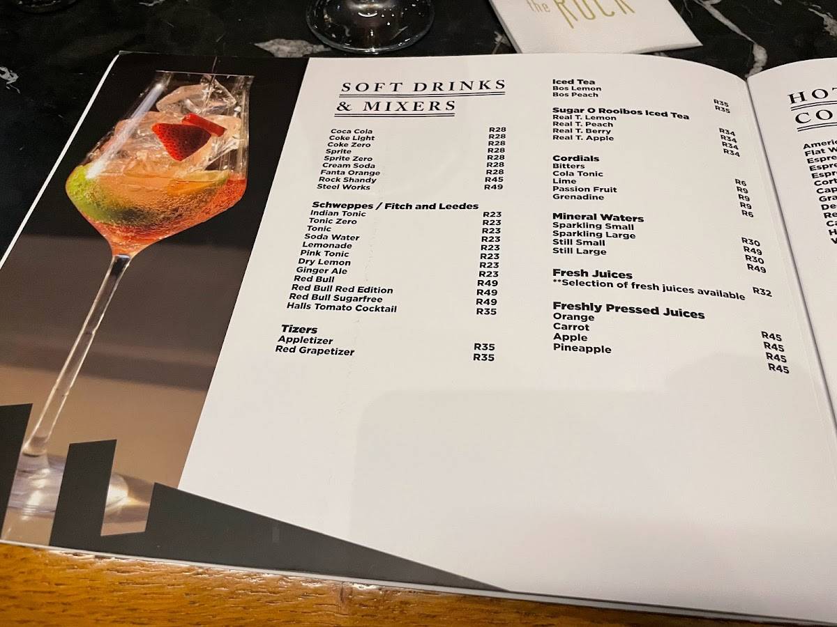 Menu at The Rock Kyalami restaurant, Midrand