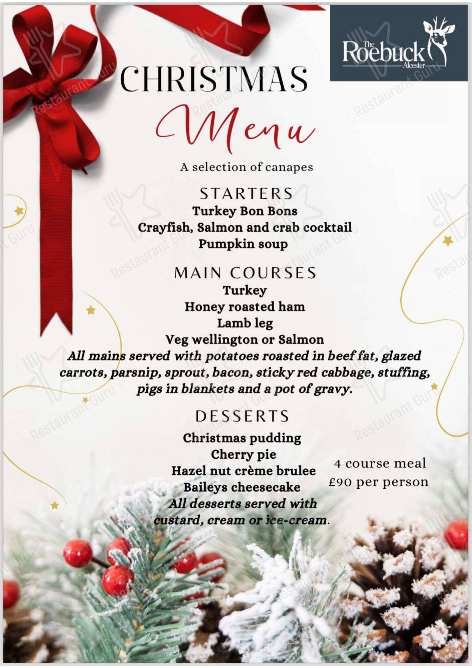Menu at The Roebuck, Alcester restaurant, Alcester