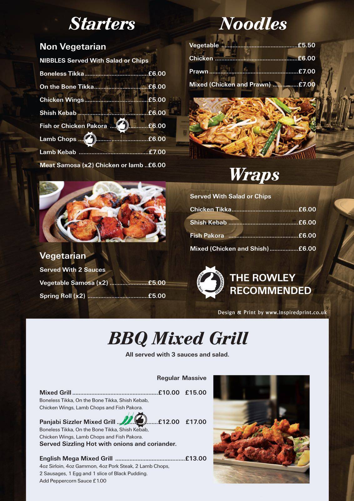 Menu at The Rowley Bar and Grill, Rowley Regis