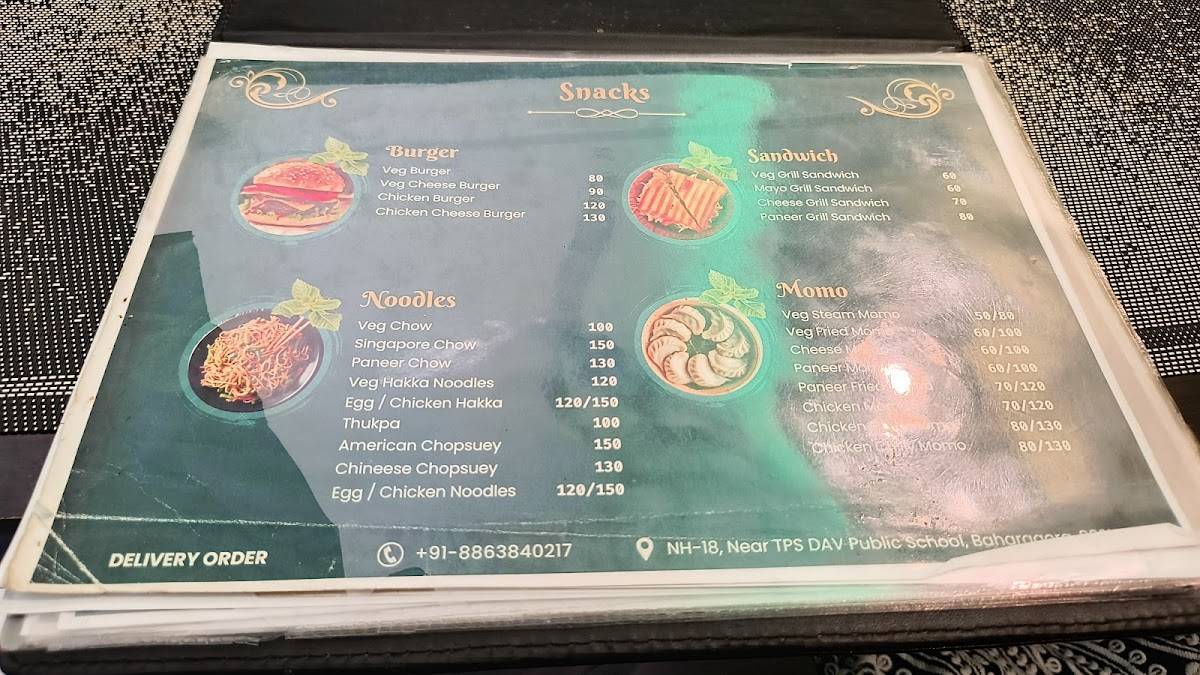Menu at The Royal Mint, Baharagora