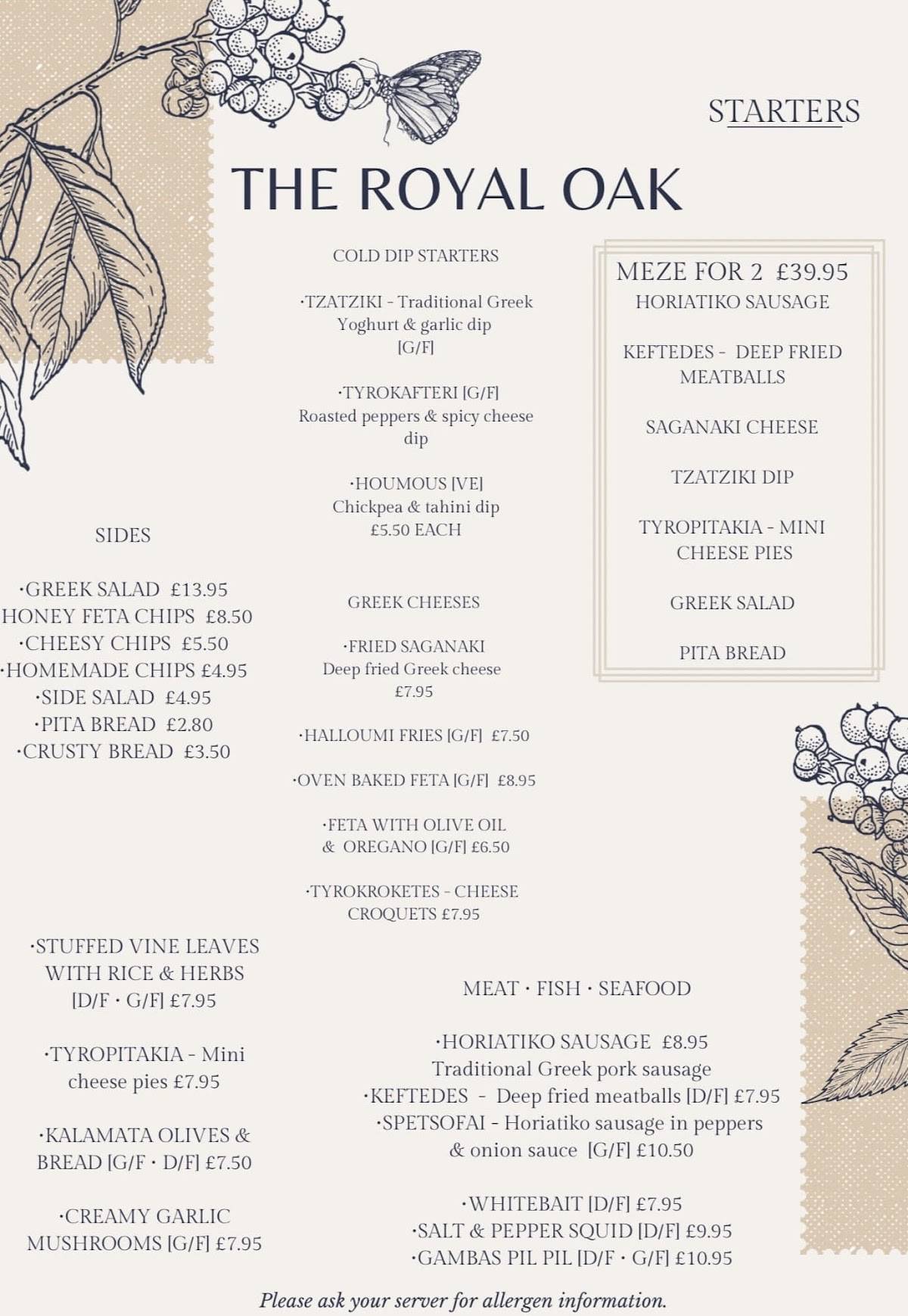 Menu at The Royal Oak Scopwick pub & bar, Metheringham