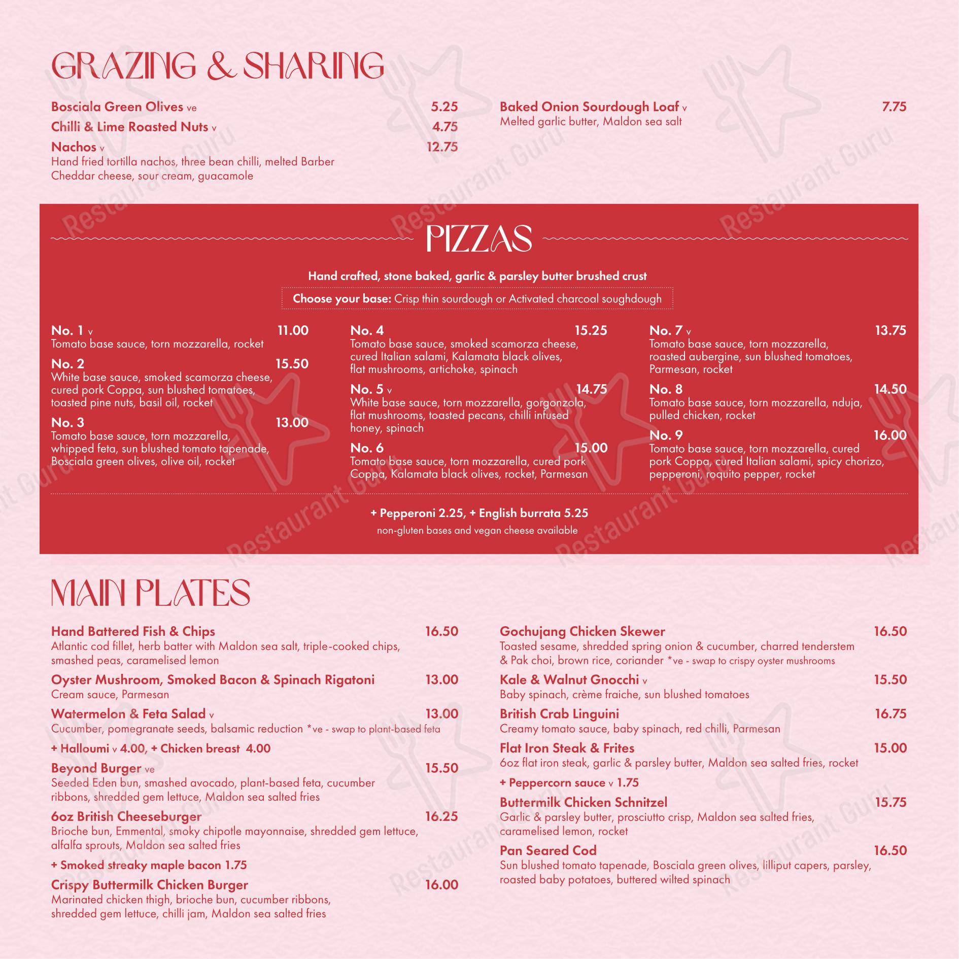 Menu at Saint & Sinner pub & bar, St Albans
