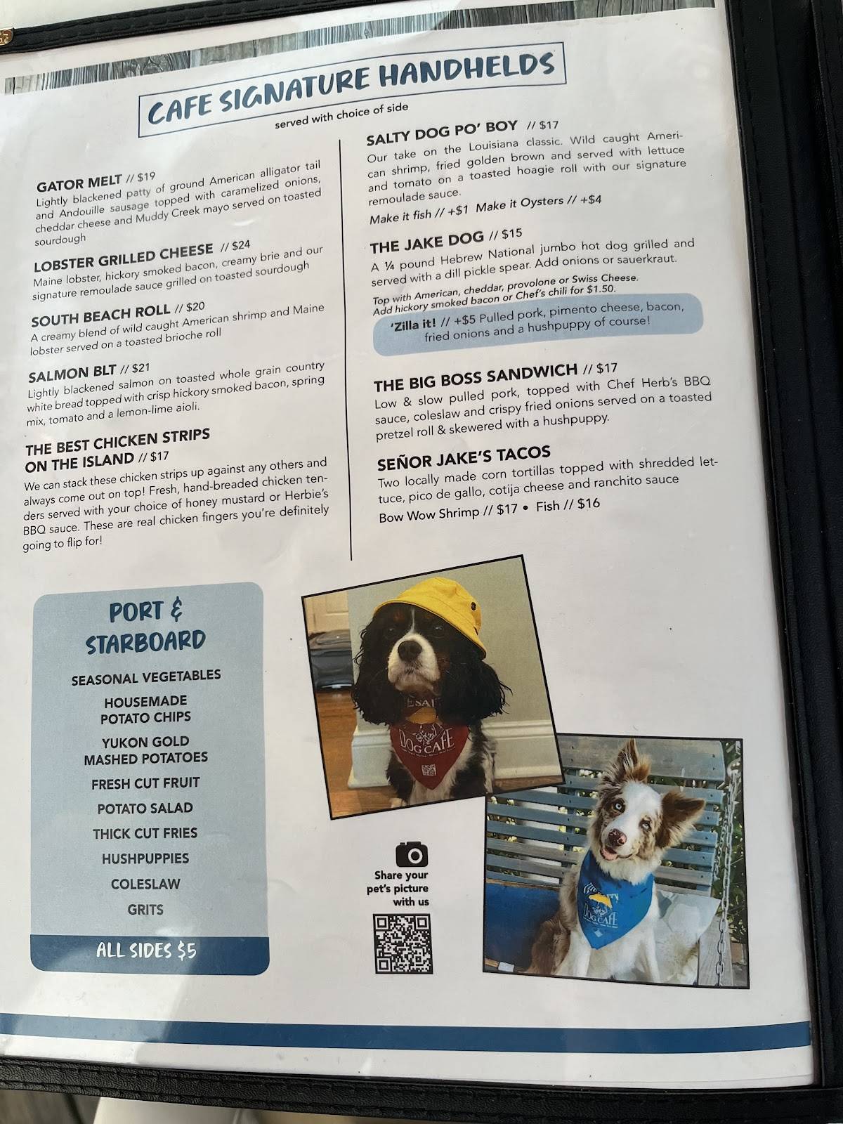 Menu at The Salty Dog Cafe, Hilton Head Island, 232 S Sea Pines Dr