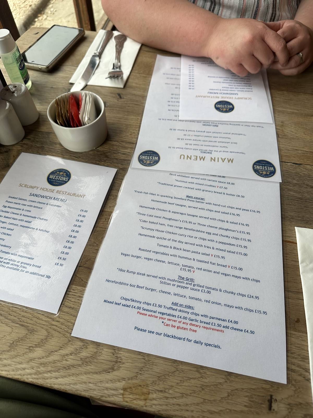 Carta del pub y bar The Scrumpy House, Much Marcle