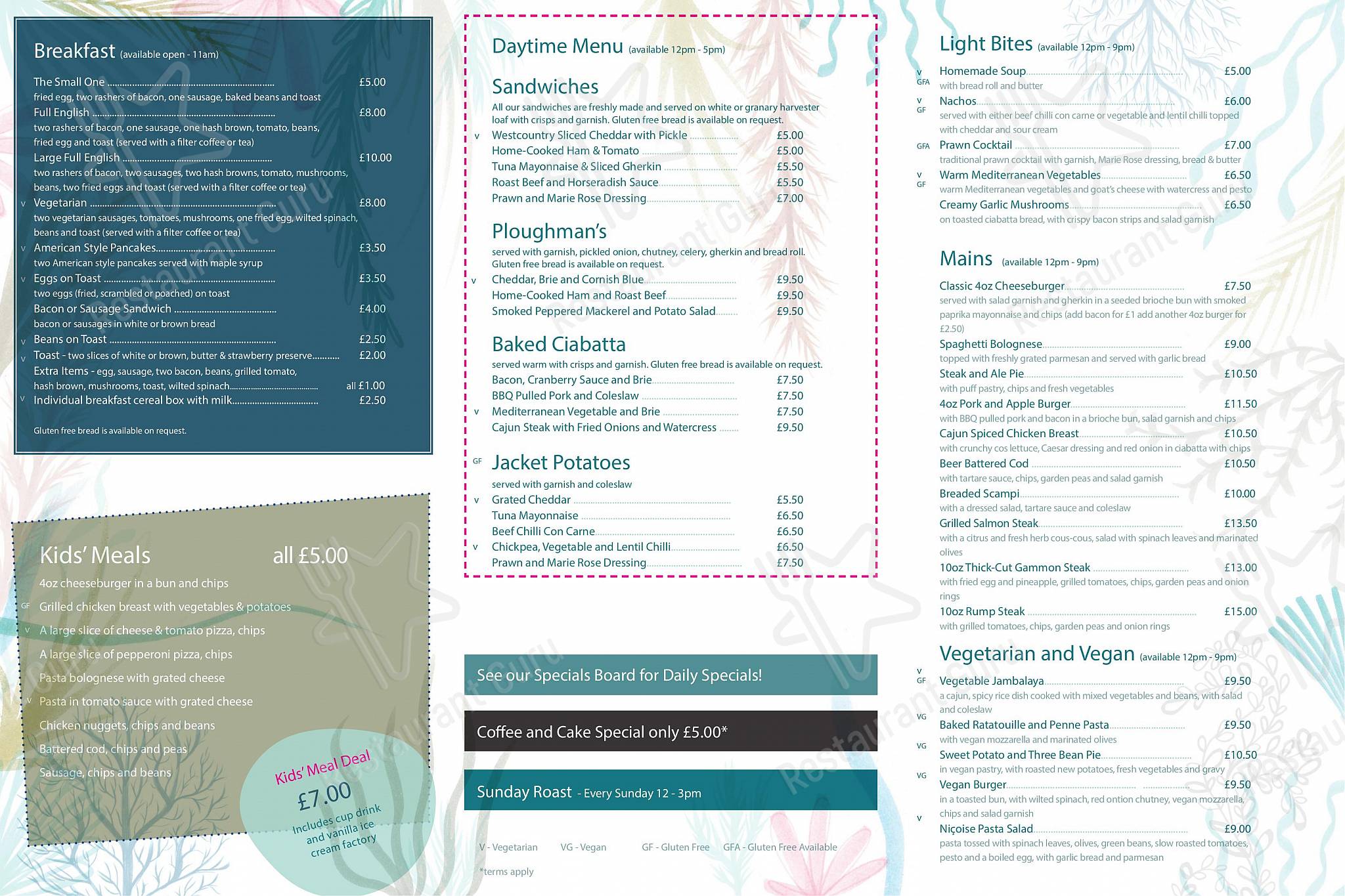 Carta del restaurante The Seahorse, Pentewan