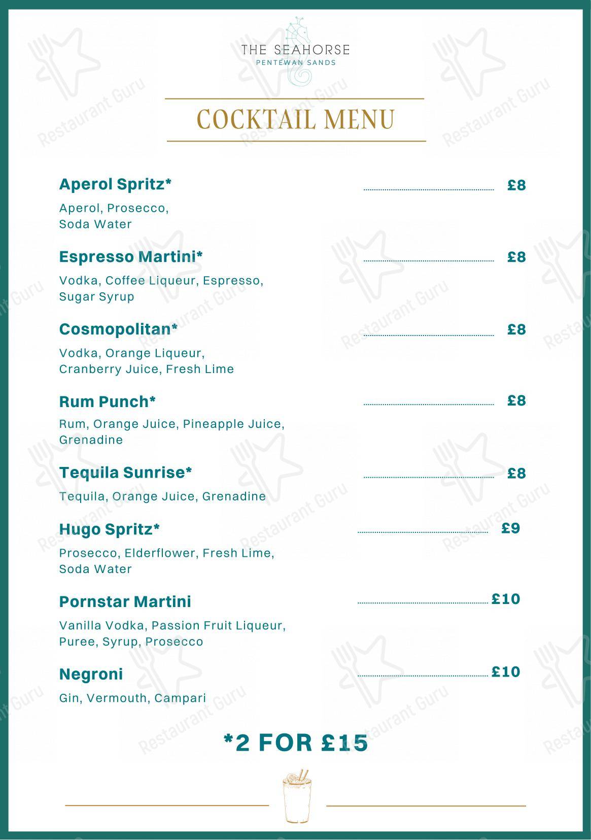 Carta del restaurante The Seahorse, Pentewan