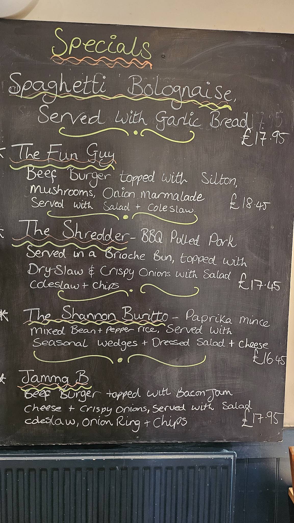 Menu at The Shannon pub & bar, Bucklesham, Main Rd