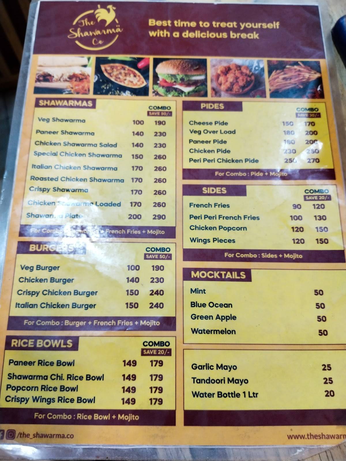 Menu at The Shawarma Company, Guntur