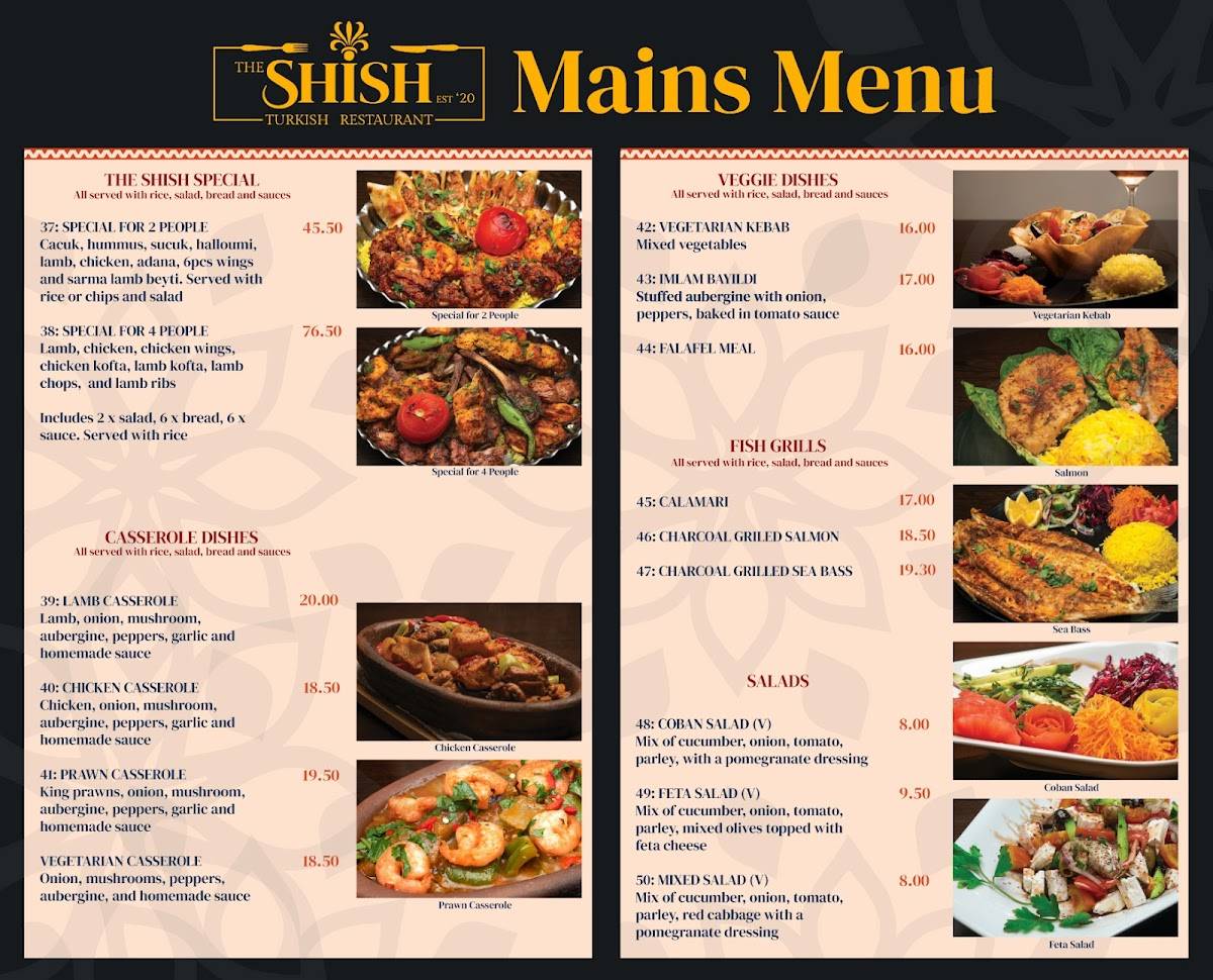 Menu at The Shish Turkish Restaurant, Horsham