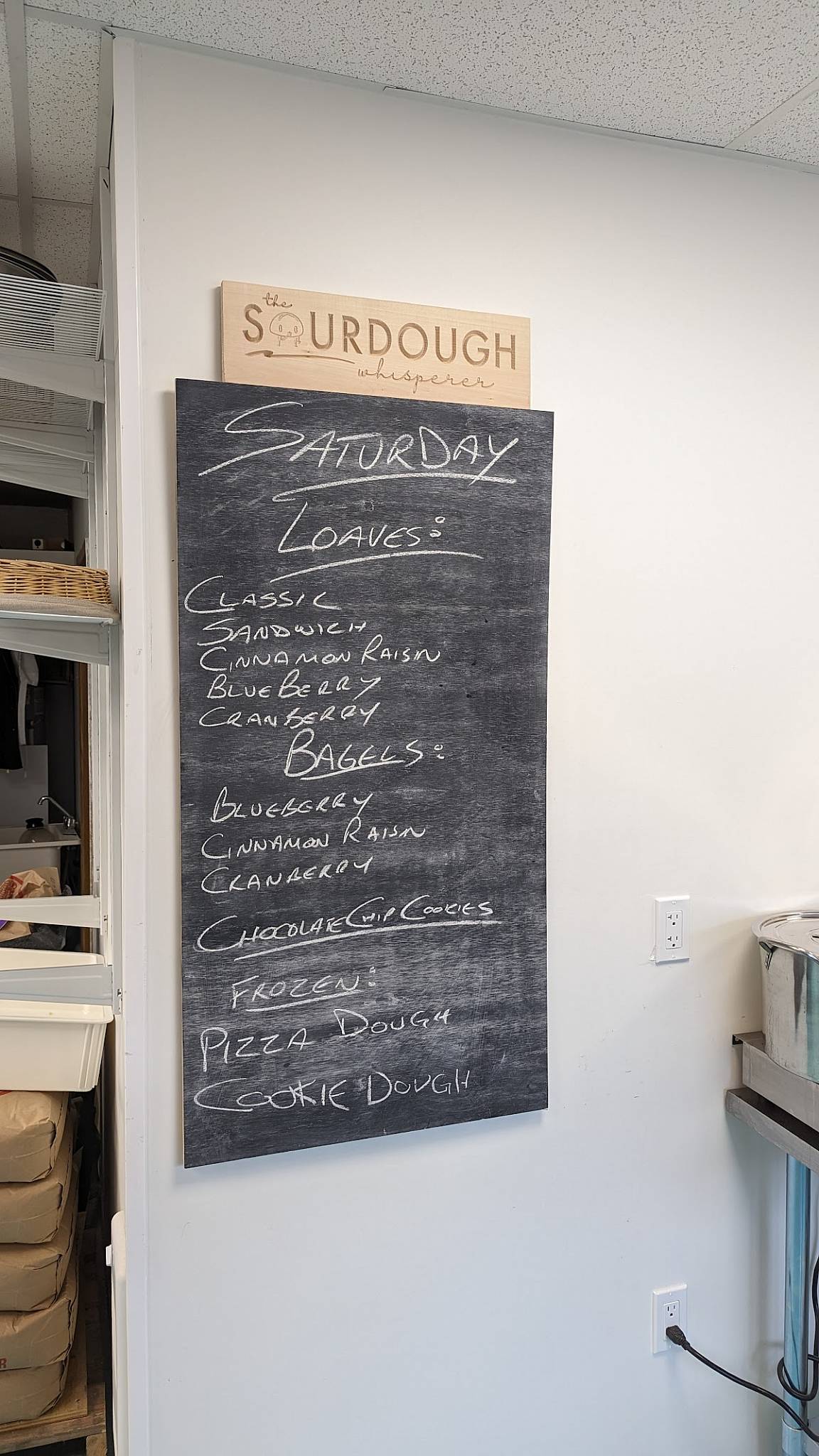 Menu at The Sourdough Whisperer bakery, Campbell River