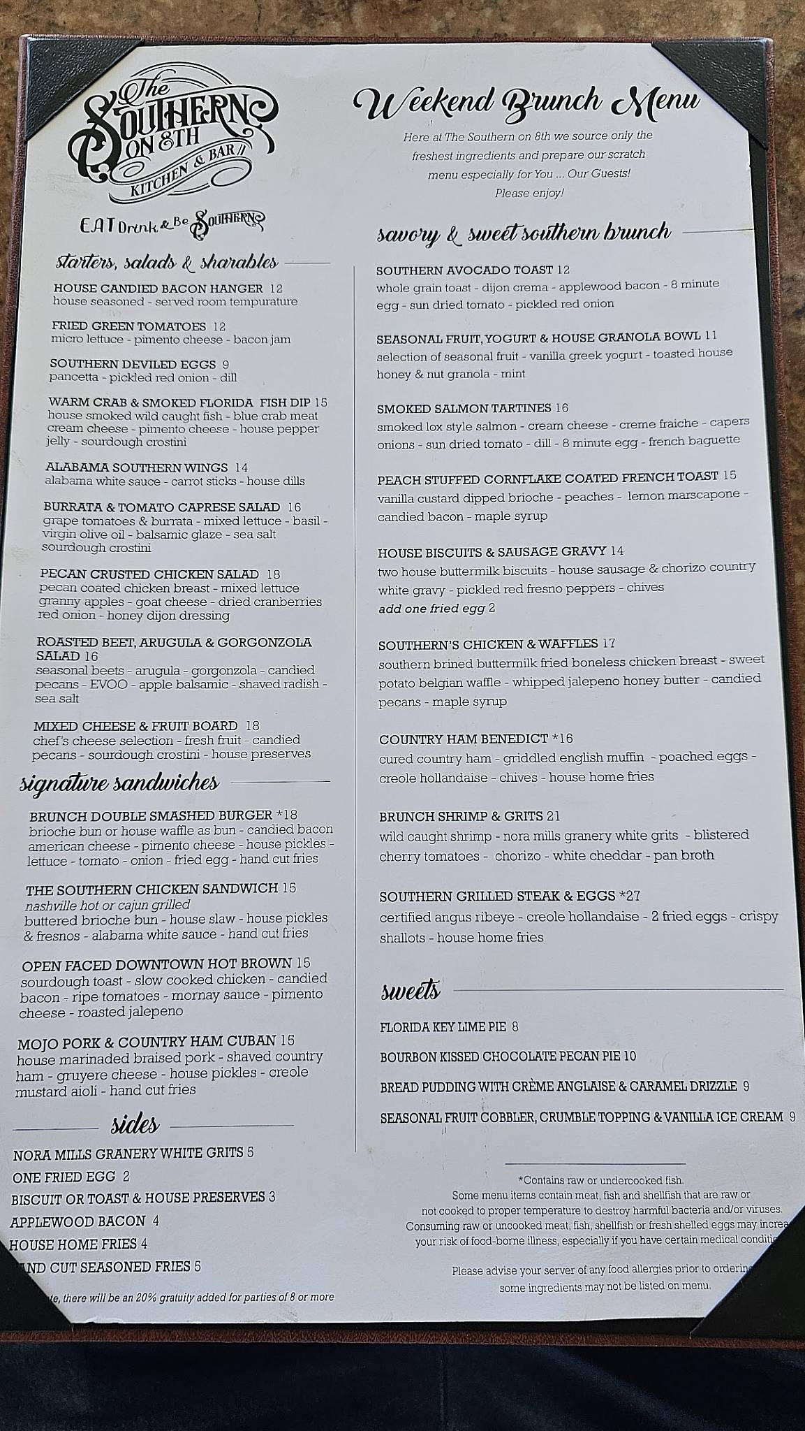 Menu at The Southern on 8th pub & bar, Clermont