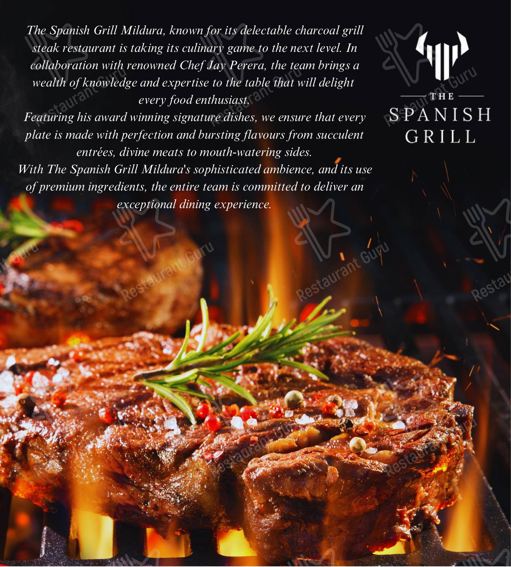 Menu at The Spanish Grill restaurant, Mildura