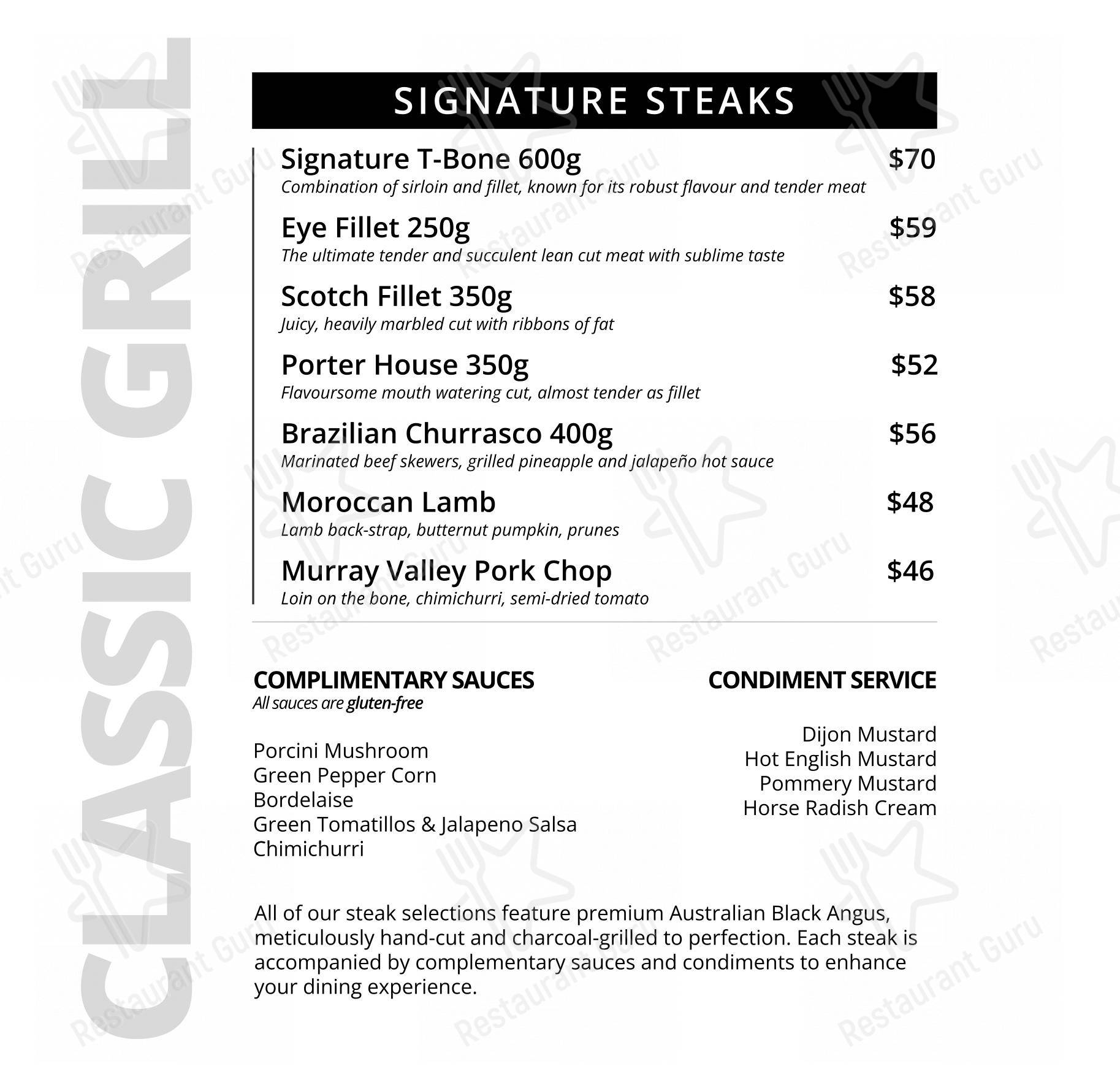 Menu at The Spanish Grill restaurant, Mildura