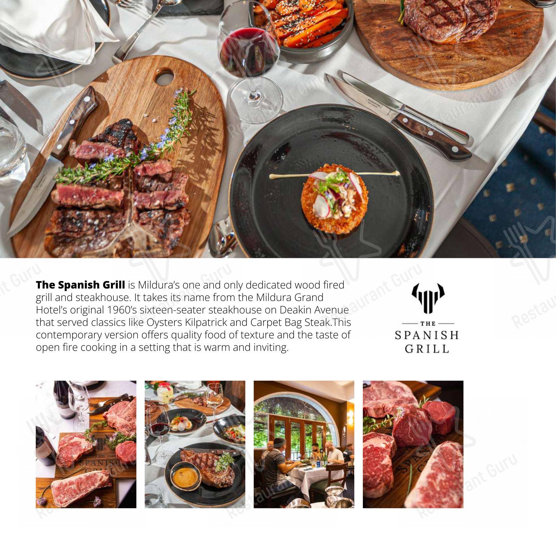 Menu at The Spanish Grill restaurant, Mildura