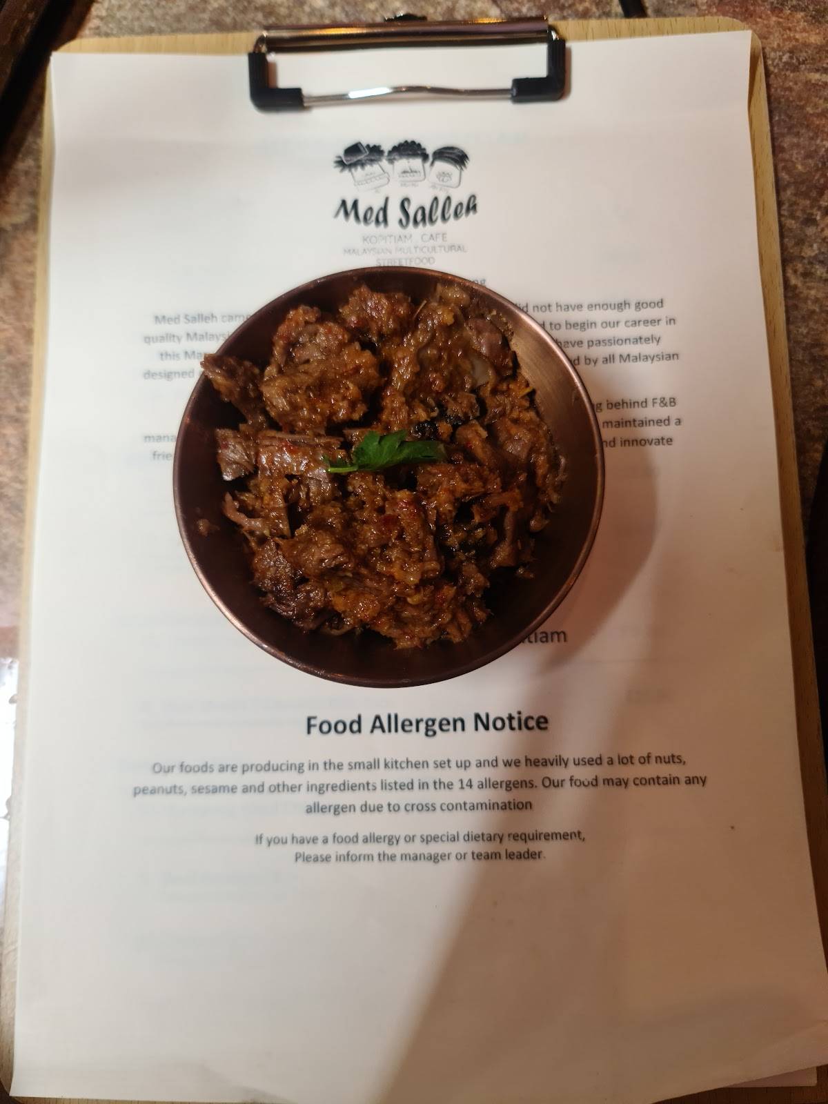 Carta del restaurante The Spice Lab Malaysian Street Food, Londres