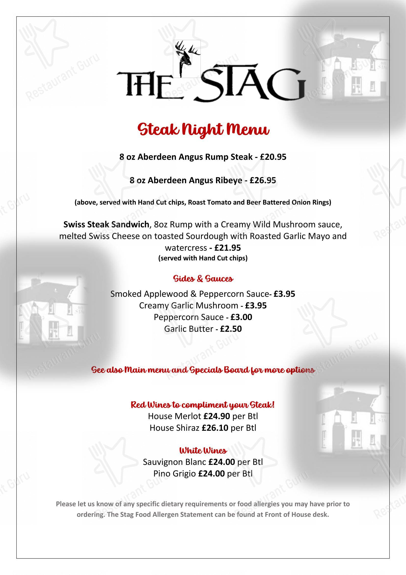Menu at The Stag restaurant, Forfar