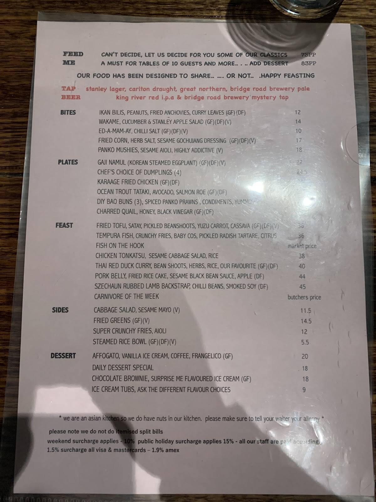 Menu at The Stanley Pub, Stanley, 6-12 Myrtleford-Stanley Rd