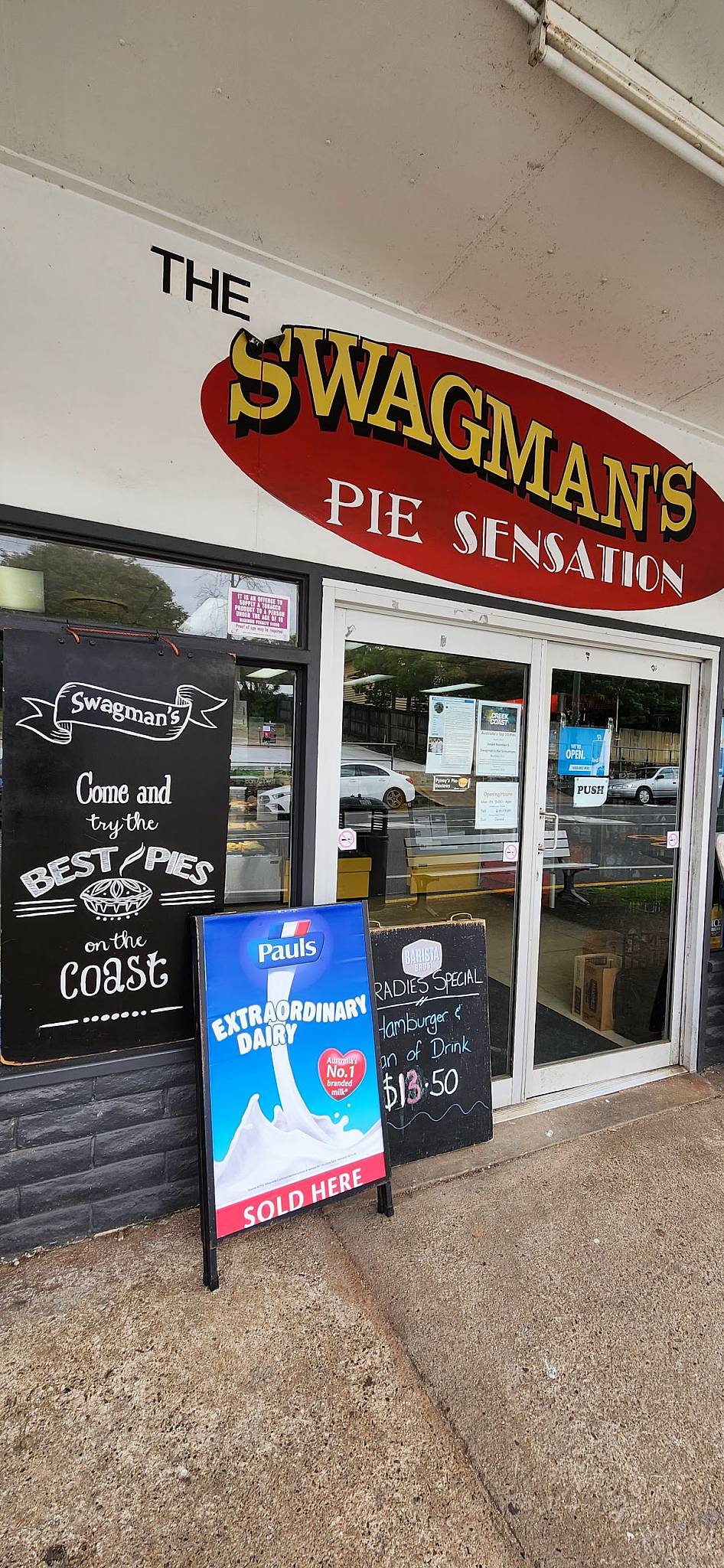 Menu at The Swagman's Pie Sensations restaurant, Nambour