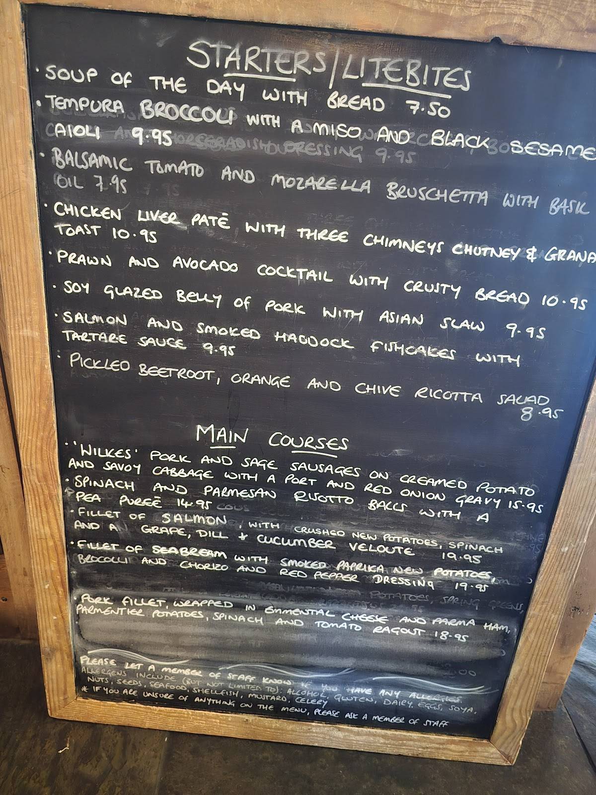 Menu at The Three Chimneys pub & bar, Smarden