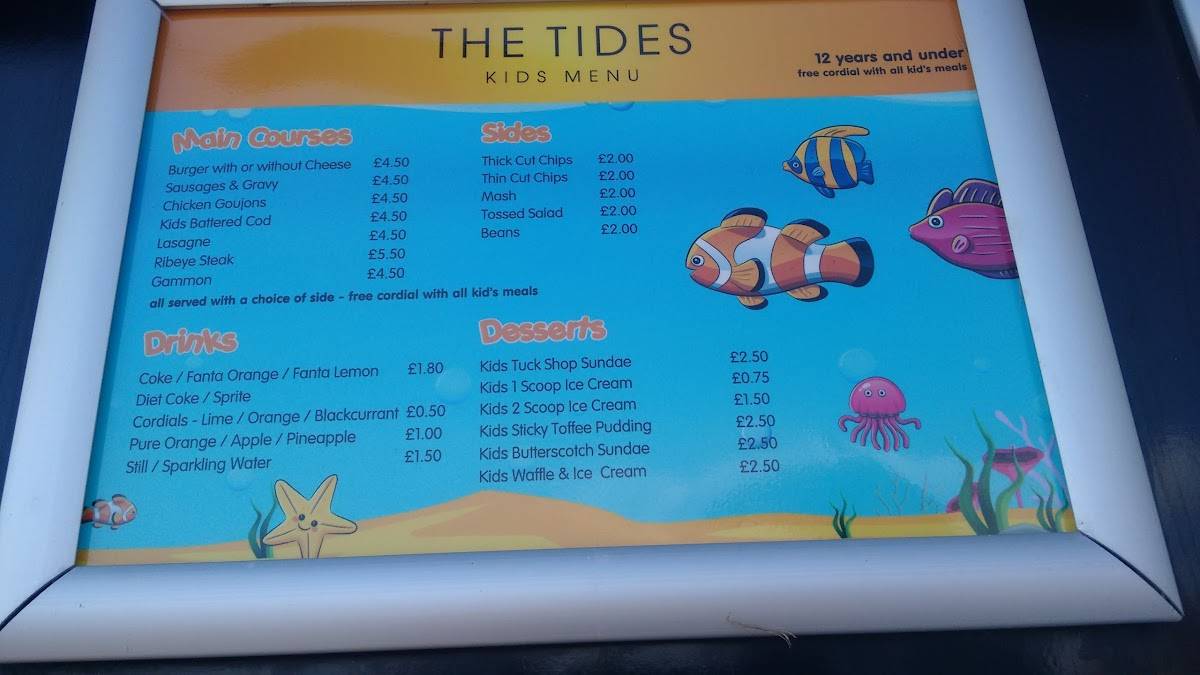 Menu at The Tides Restaurant, Portrush