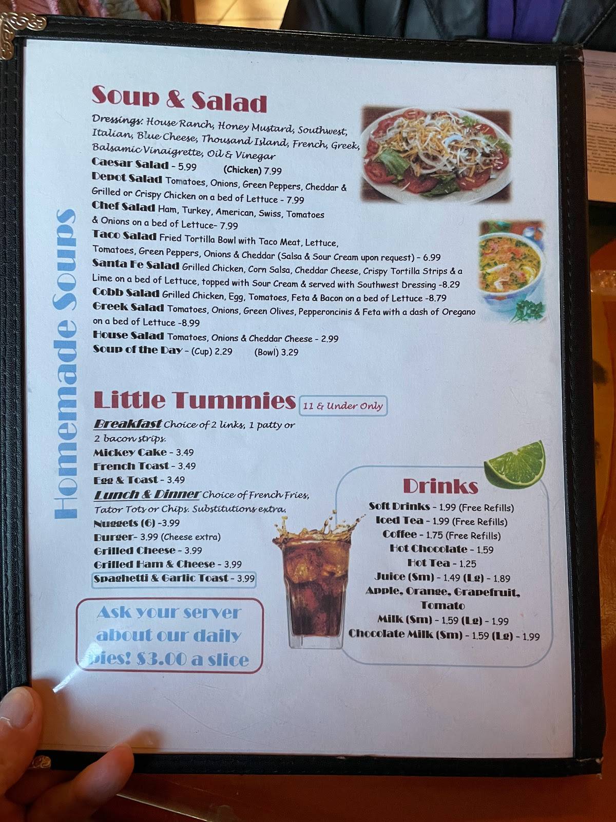 Menu at The Train Station Pancake House restaurant, Marion