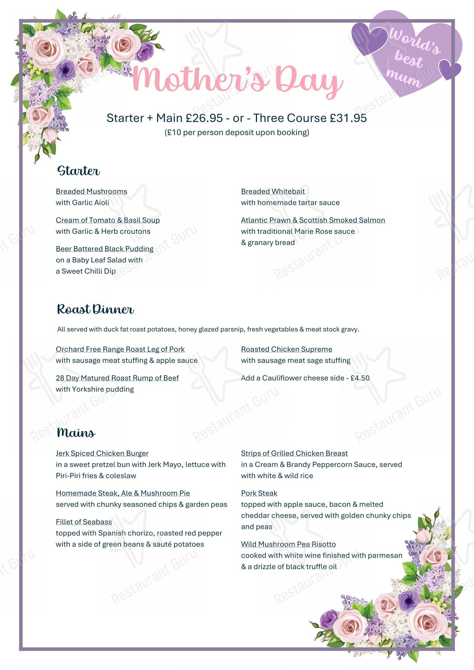 Menu at The Warwickshire Lad pub & bar, Tanworth in Arden