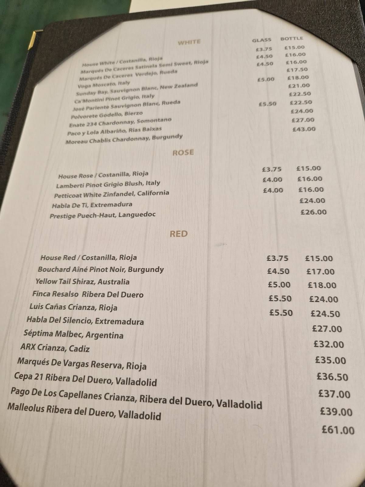 Menu at The Waterfront Restaurant & Bar, Gibraltar