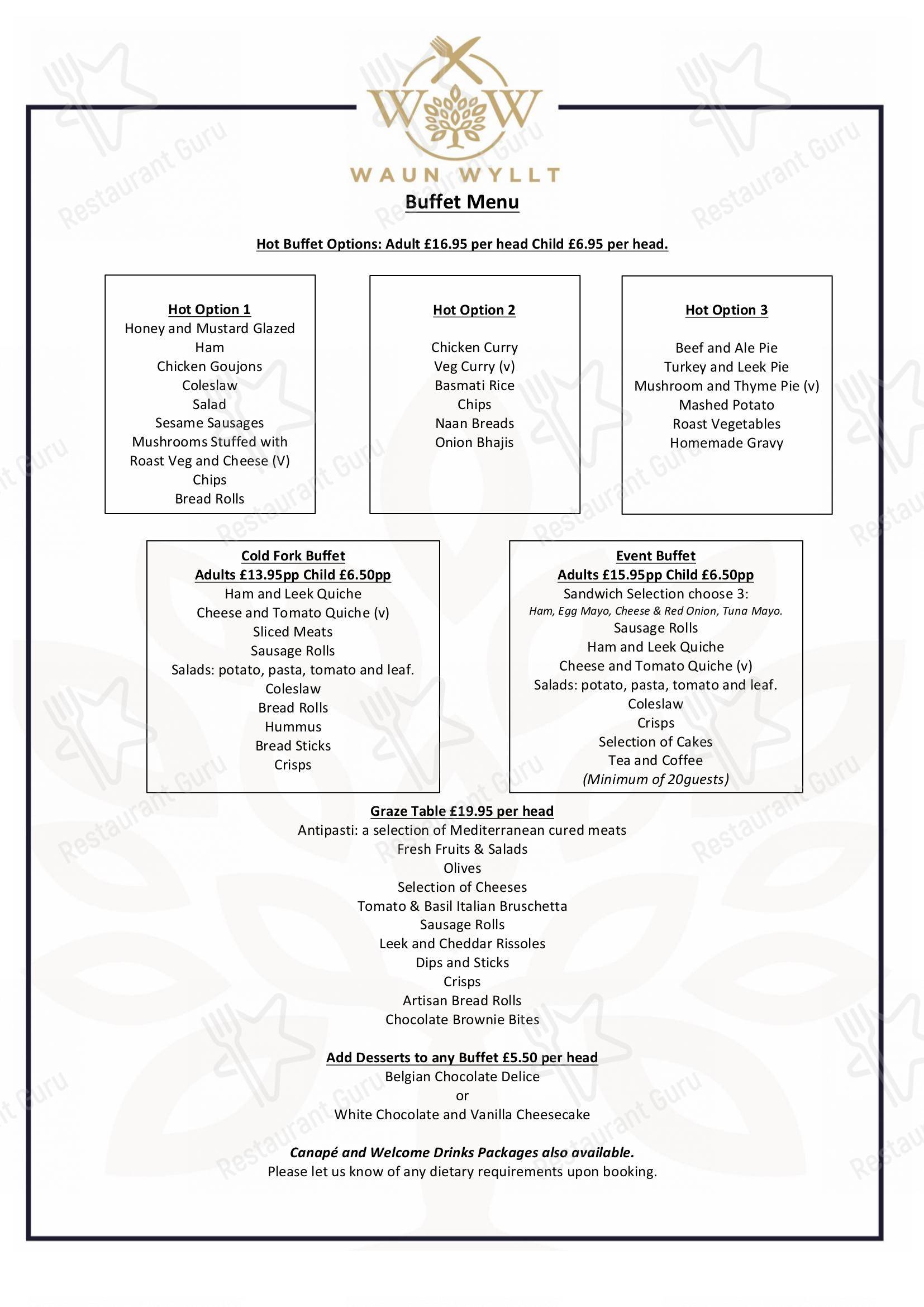 Menu at The Waun Wyllt Inn pub & bar, Llanelli