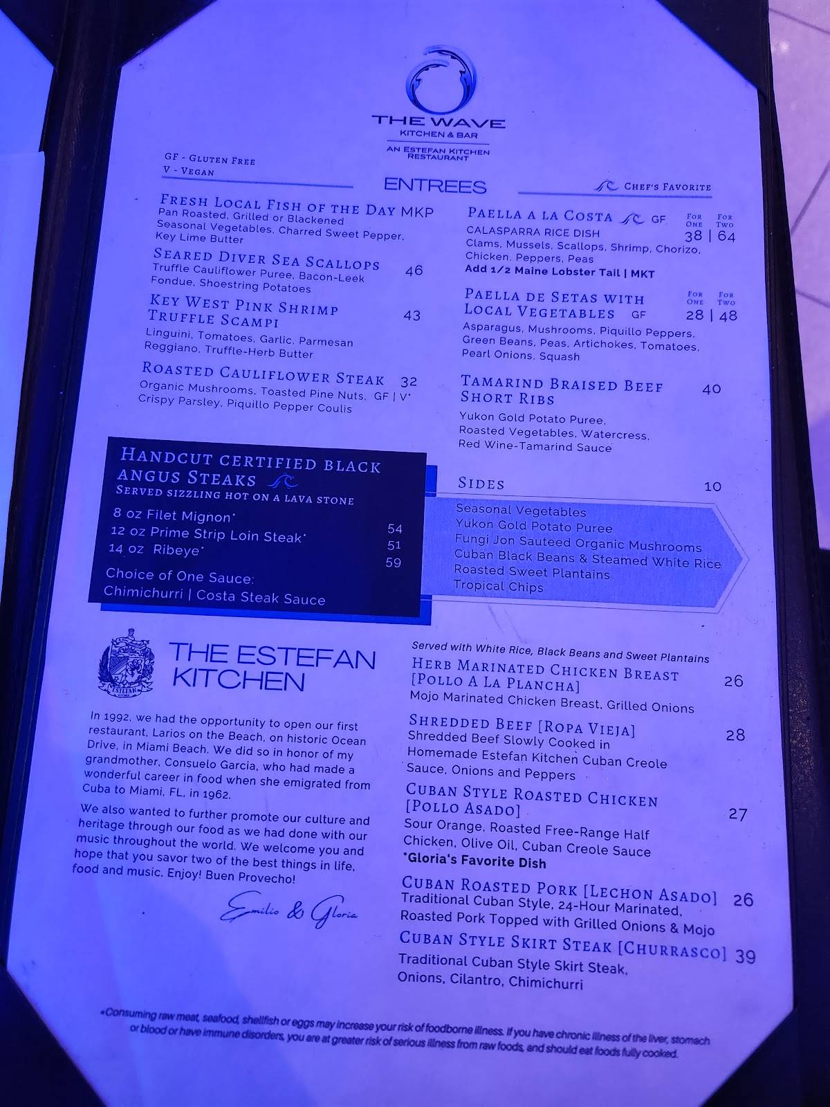 Menu at The Wave Kitchen & Bar, Vero Beach