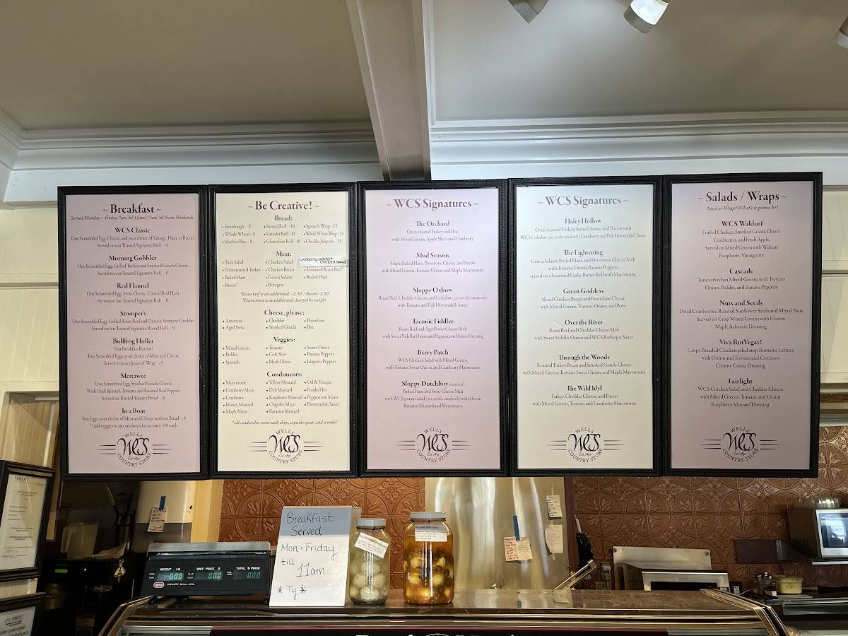 Menu at The Wells Country Store restaurant, Wells, VT-30