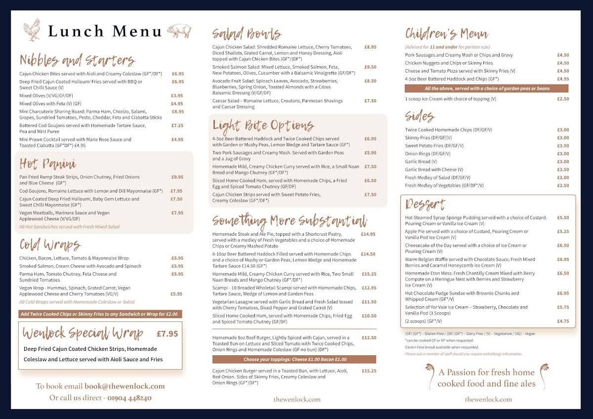 Menu at The Wenlock Arms pub & bar, Wheldrake