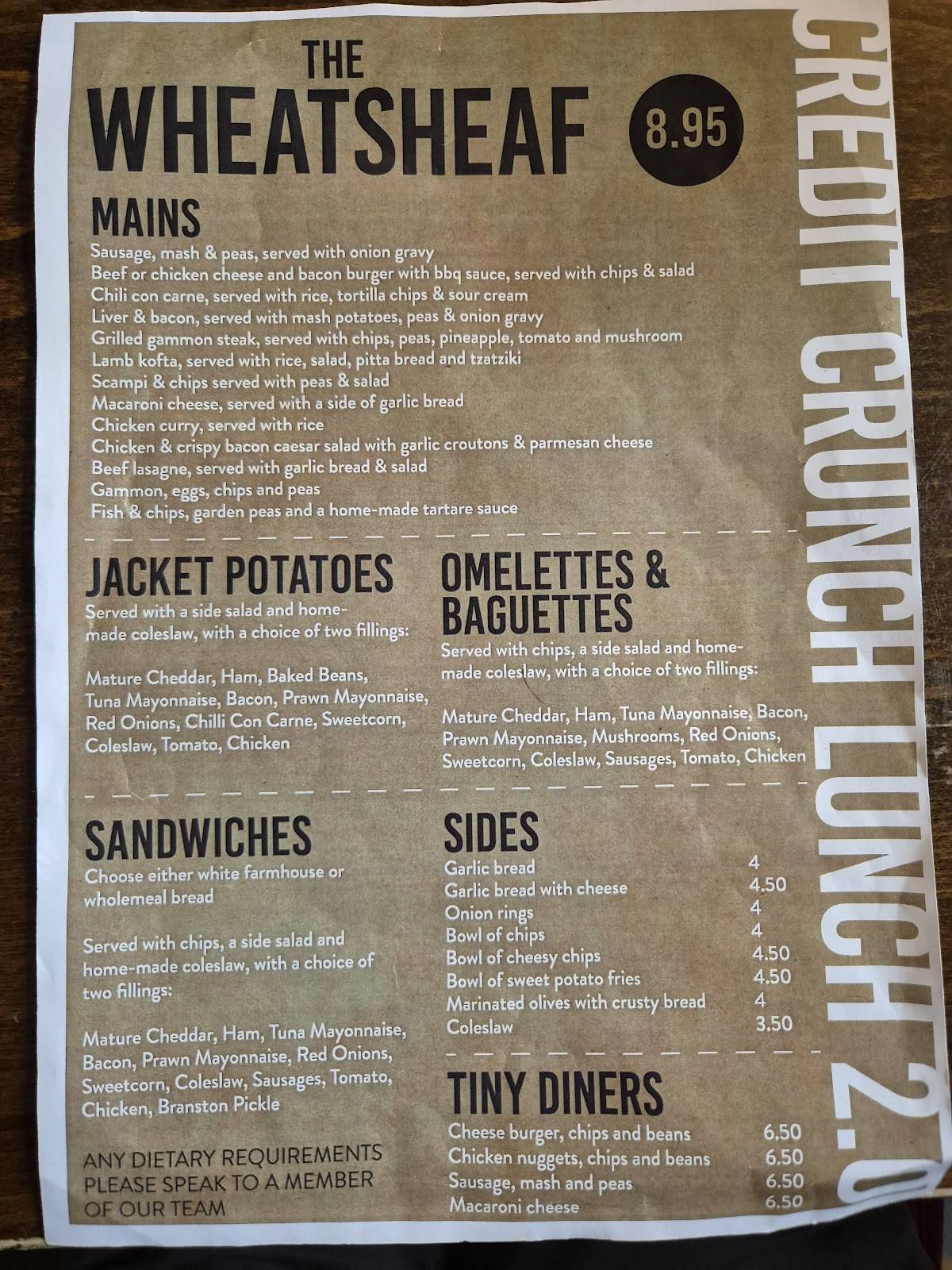Menu at The Wheatsheaf West Wickham pub & bar, West Wickham, 135 High St